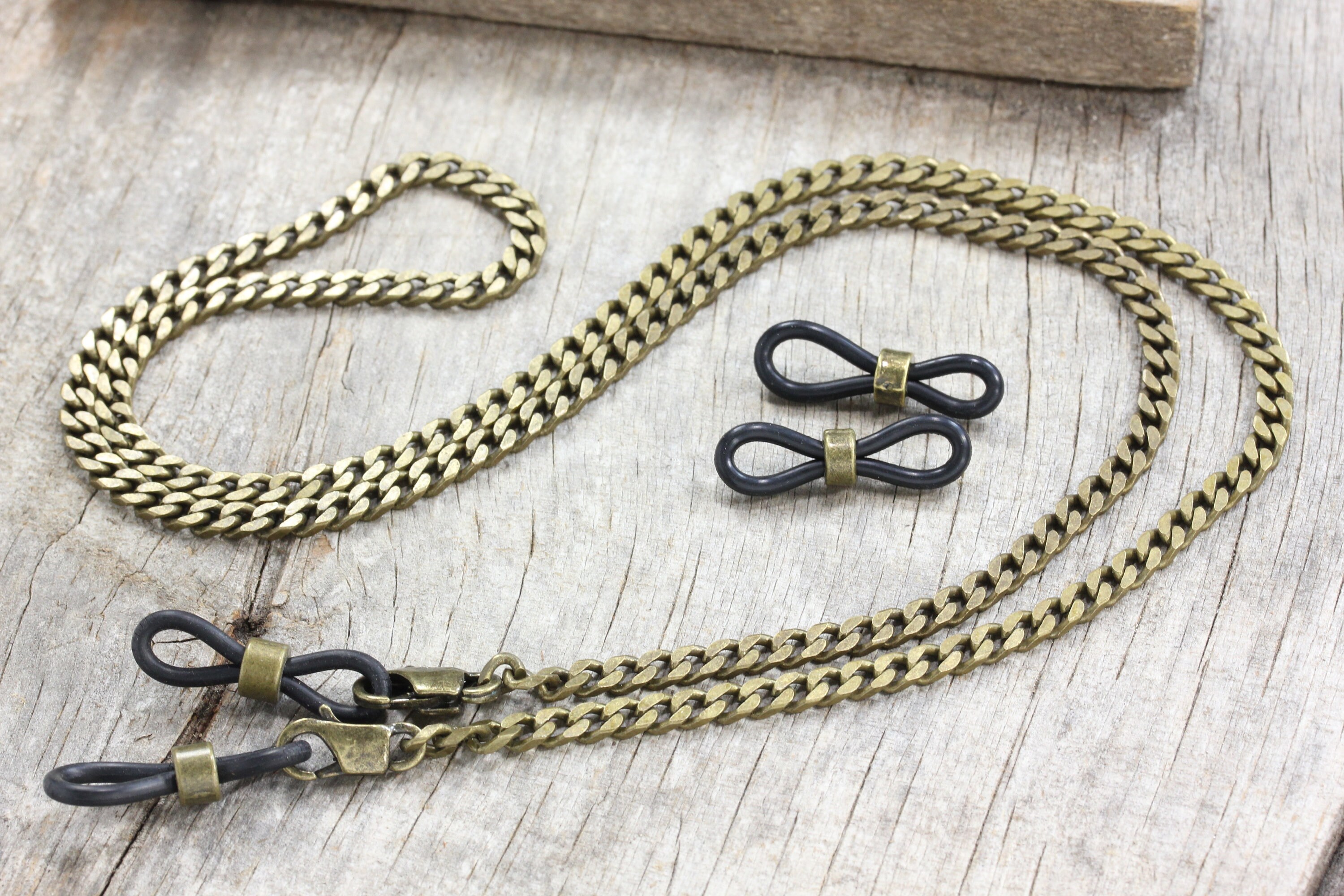 Men’s Urban Brass Eyeglass Chain, Antique Brass Glasses Chain, Rustic ...