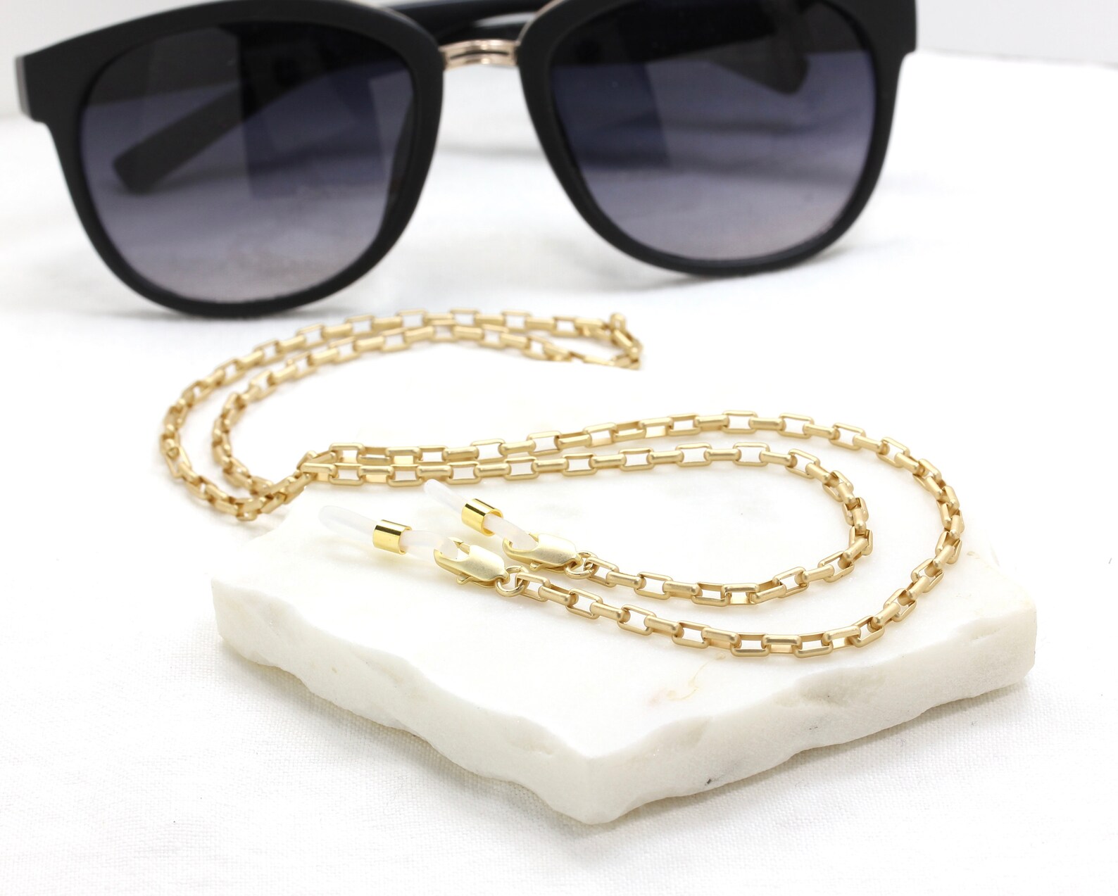 Matte Gold Eyeglass Chain for Women Gold Rectangle Link | Etsy