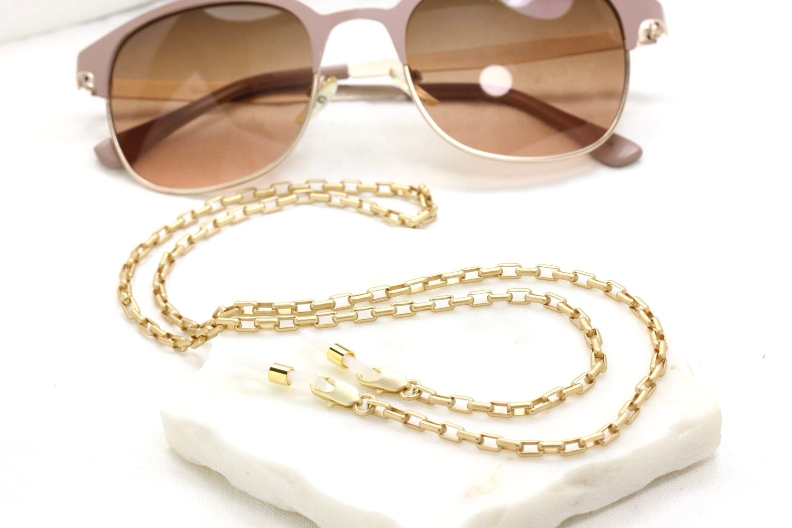 Matte Gold Eyeglass Chain for Women Gold Rectangle Link - Etsy