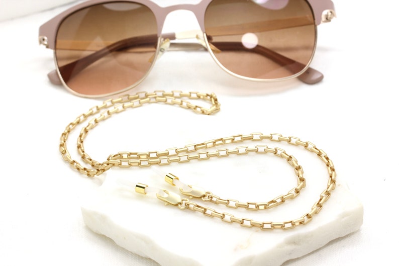 Matte Gold Eyeglass Chain for Women Gold Rectangle Link - Etsy