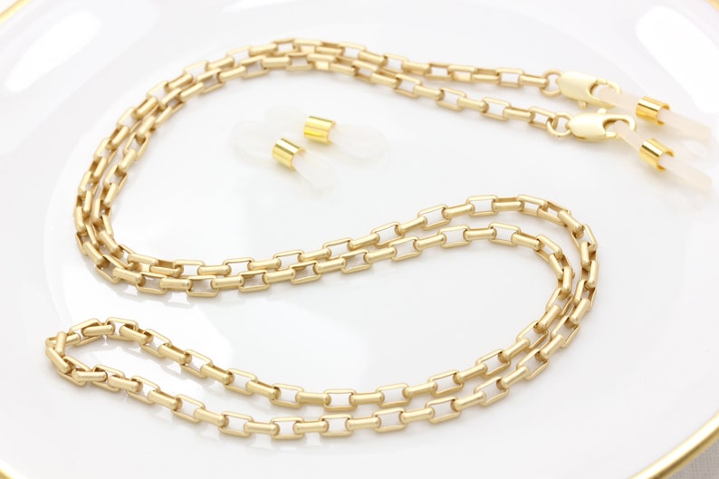 Matte Gold Eyeglass Chain for Women Gold Rectangle Link - Etsy