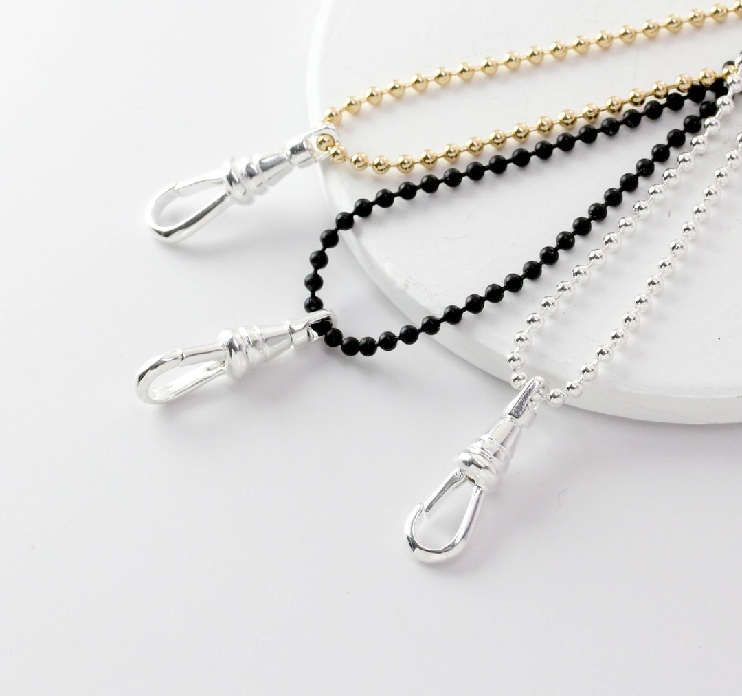 Ball Chain ID Badge Lanyard: Silver, Gold, Black - Etsy