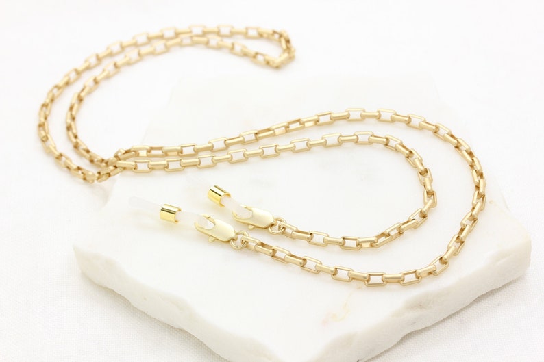 Matte Gold Eyeglass Chain For Women Gold Rectangle Link Etsy