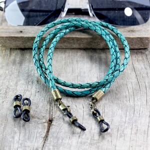 Turquoise Leather Sunglasses Chain for Women, Turquoise Eyeglass Chain ...