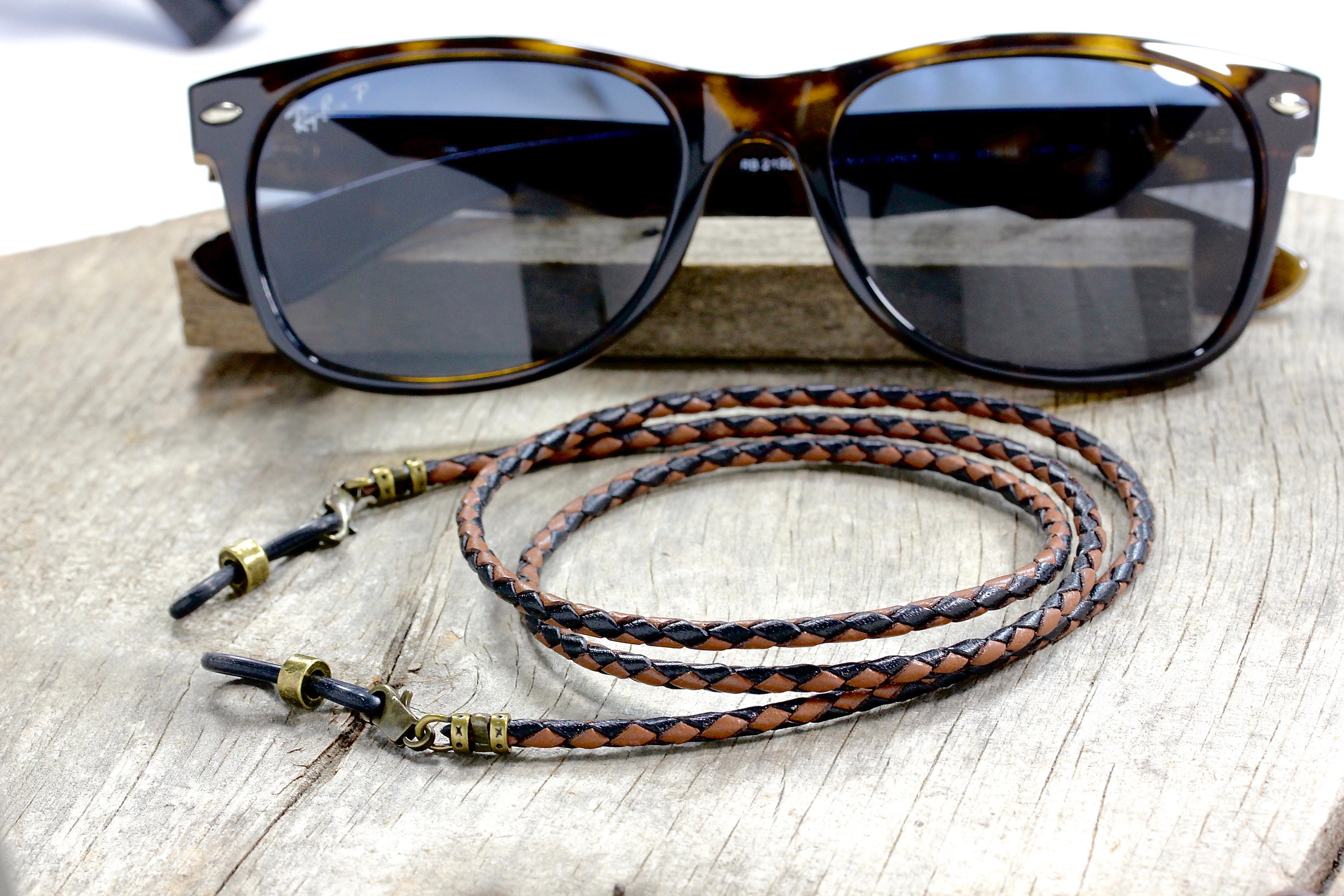 Mens Leather Eyeglass Holder Eyeglass Chain For Men Leather Etsy
