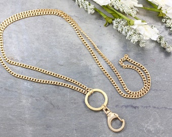 Gold Paperclip Chain Lanyard for ID Badge - Etsy