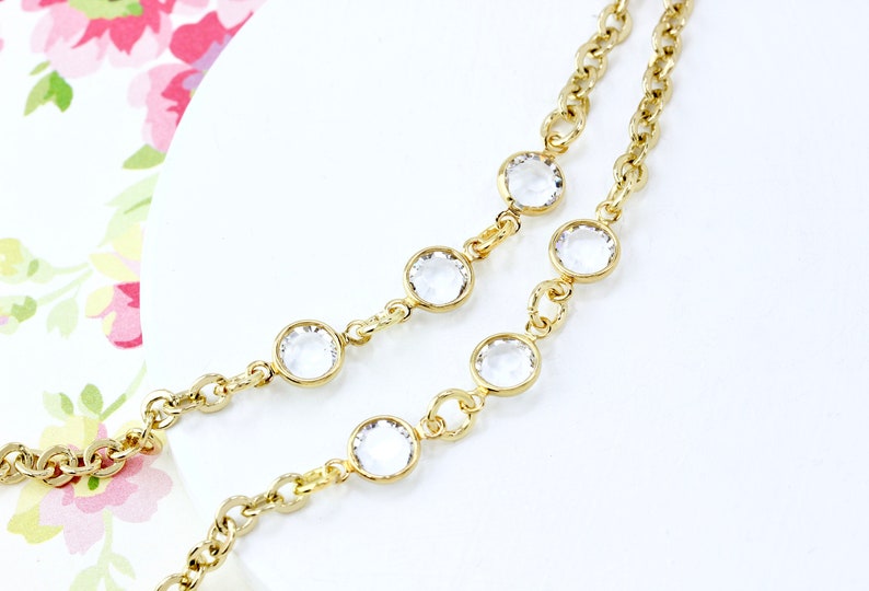 Swarovski Gold Clear Eyeglass Chain Upscale Gold Reading - Etsy