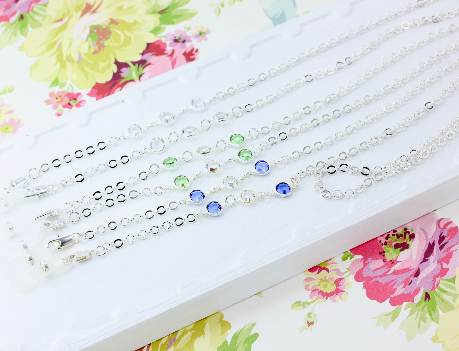 Silver Swarovski Crystal Eyeglass Chain: Minimalist Glasses Necklace - Etsy