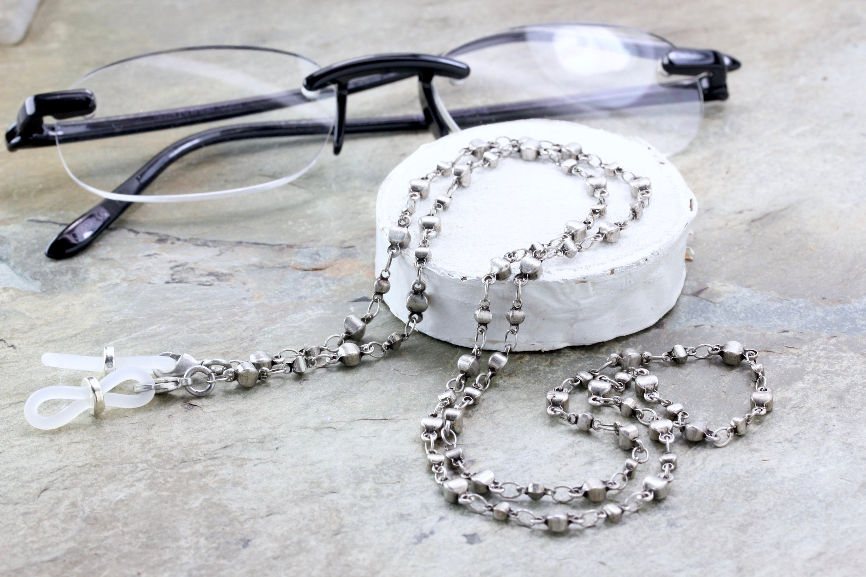 Modern Antique Silver Eyeglass Chain Antique Silver Glasses | Etsy