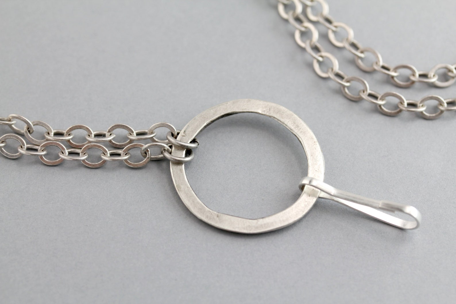 Rustic Silver ID Badge Lanyard Antique Silver Key Chain - Etsy