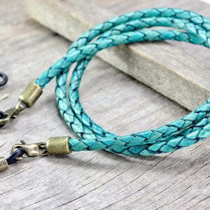 Turquoise Leather Sunglasses Chain for Women, Turquoise Eyeglass Chain ...