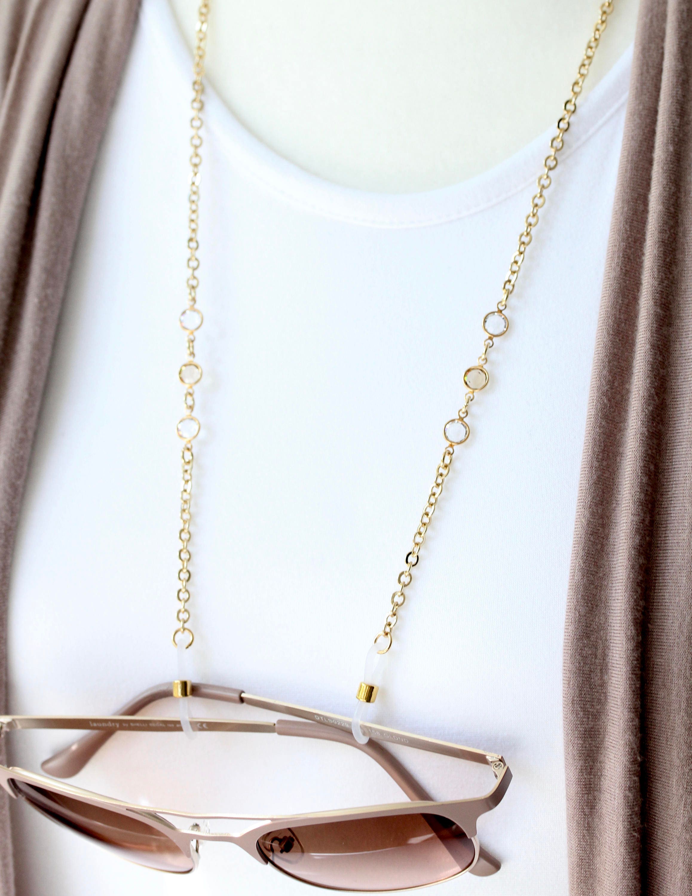 Swarovski Topaz Gold Eyeglass Chain Glasses Chain Designer - Etsy