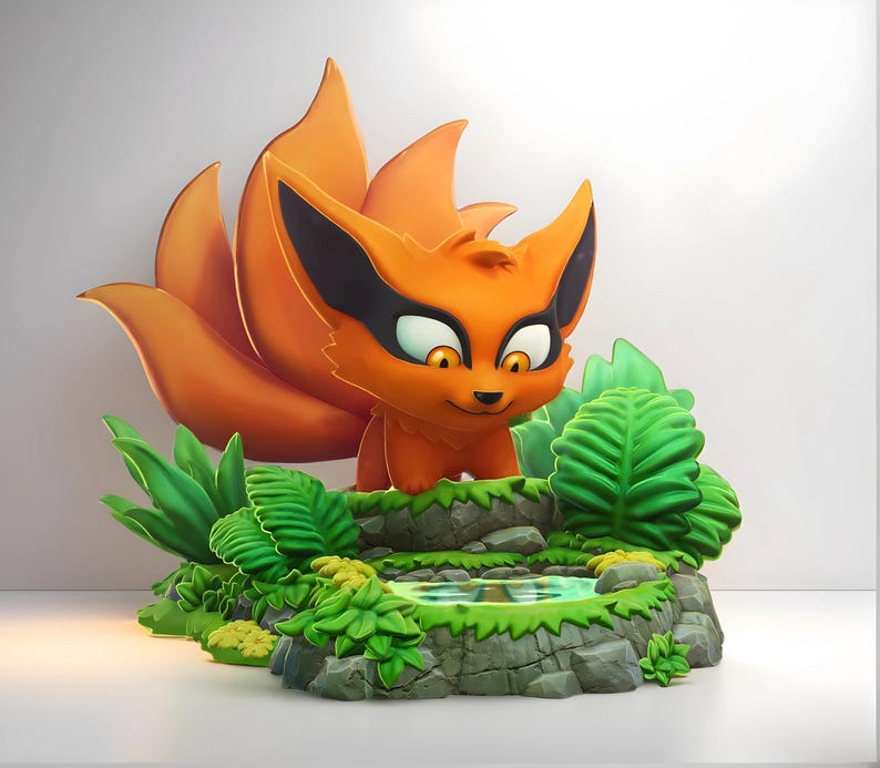 Chibi Kurama STL - Naruto Nine Tails Fox 3D Print Model (digital ...