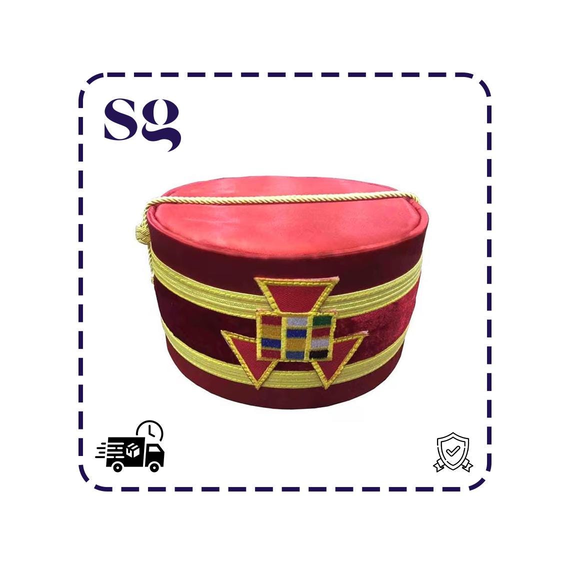 Past High Priest Royal Arch Chapter Crown Cap – Red Machine Embroidery ...