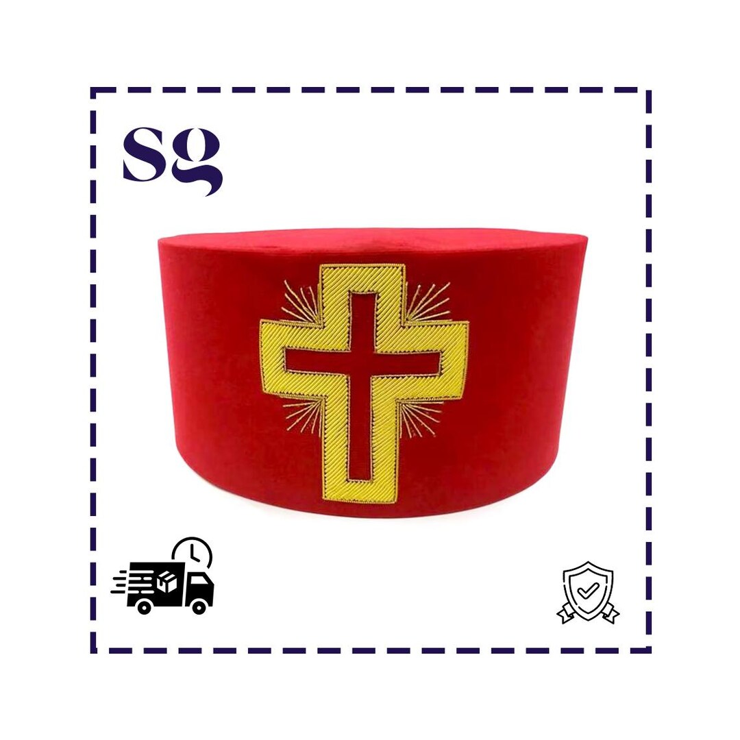 Past Commander Knights Templar Commandery Crown Cap – Red Passion Cross ...