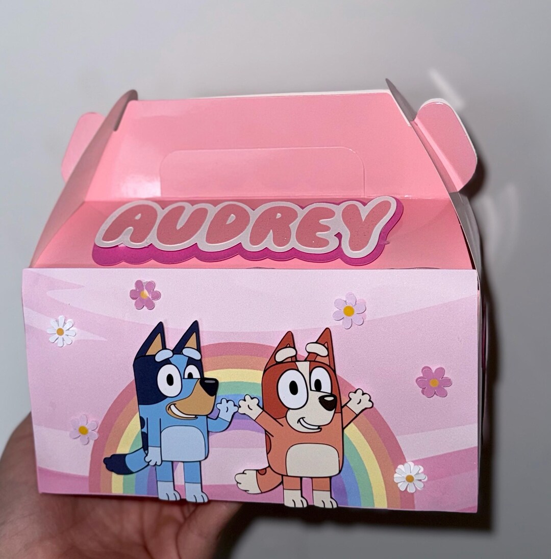 Personalized Bluey Party Favor Boxes: Pink Themed Treat Boxes - Etsy