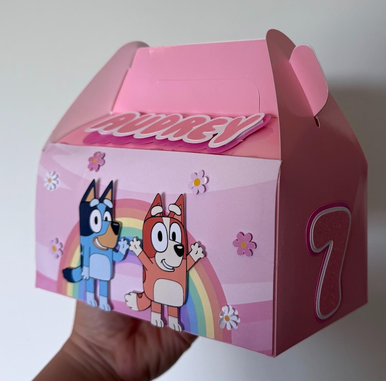 Personalized Bluey Party Favor Boxes: Pink Themed Treat Boxes - Etsy