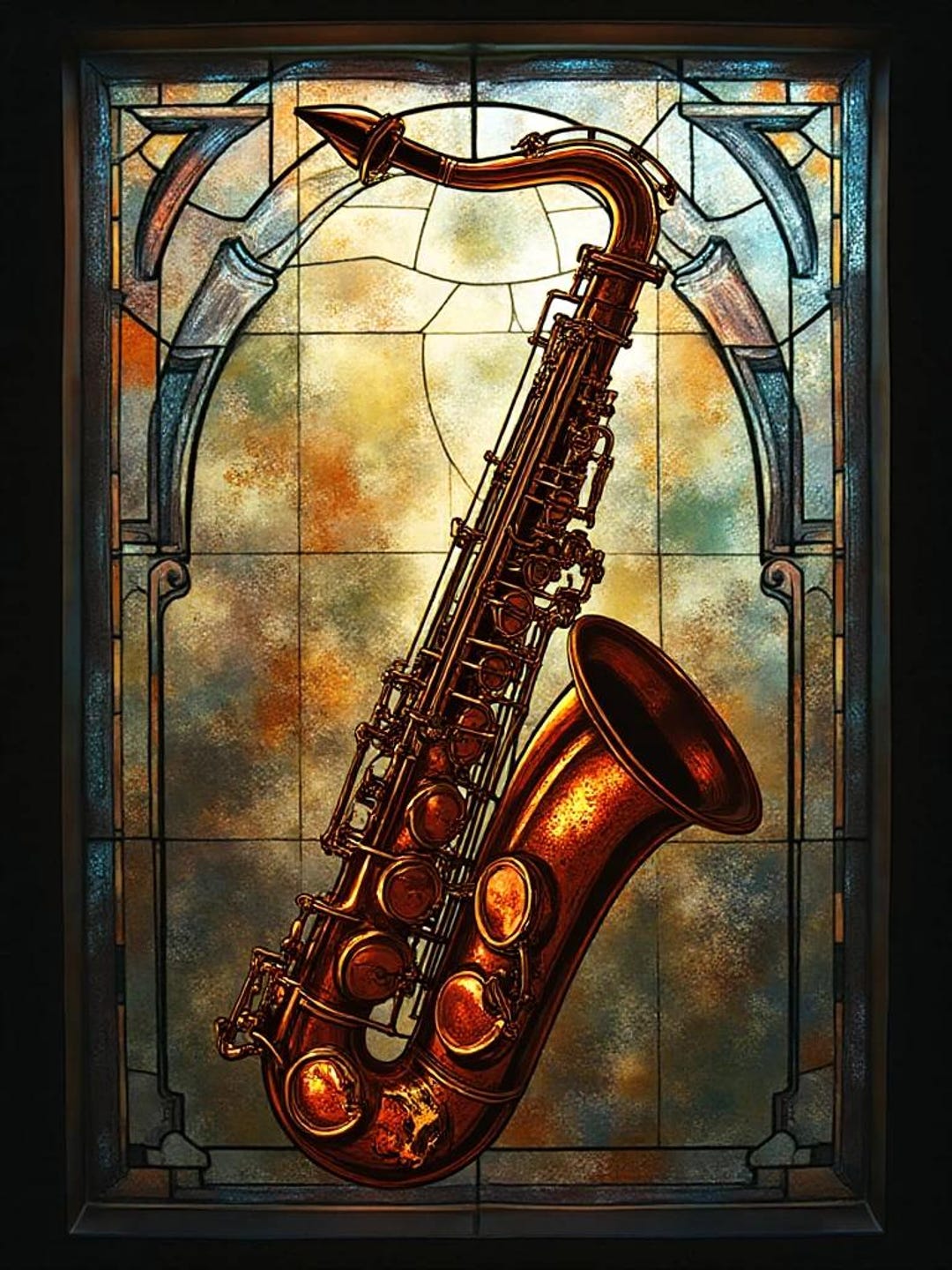 Stained Glass Saxophone Jigsaw Puzzle/a Symphony of Light and Music - Etsy