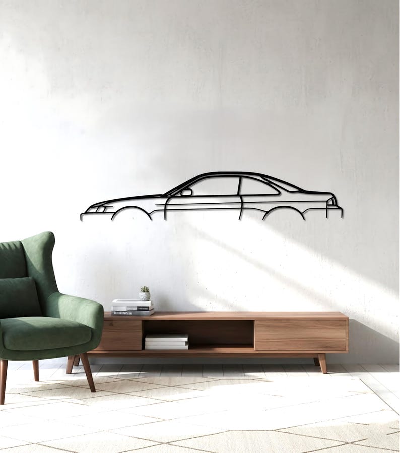 1997 Silvia S14 Metal Car Wall Art, Automotive Garage Decor, Steel ...
