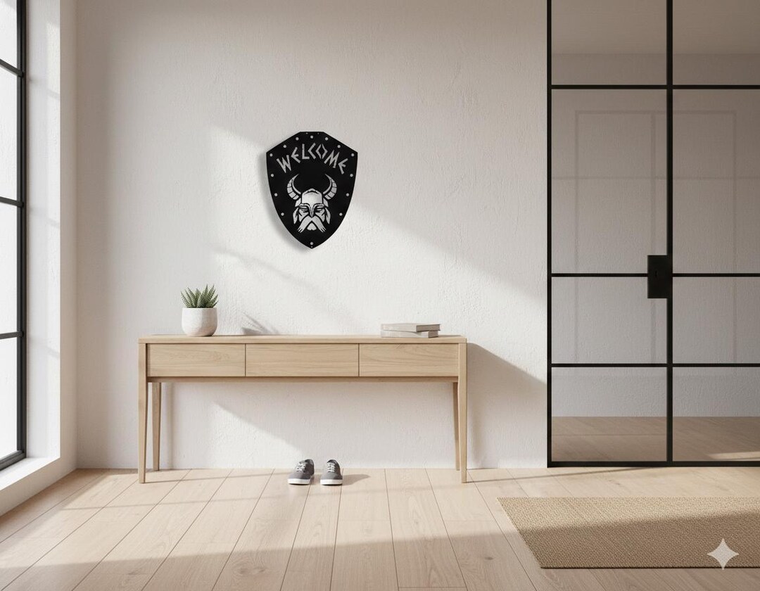 Viking Welcome Shield Metal Wall Art : Modern Home Decor - Etsy