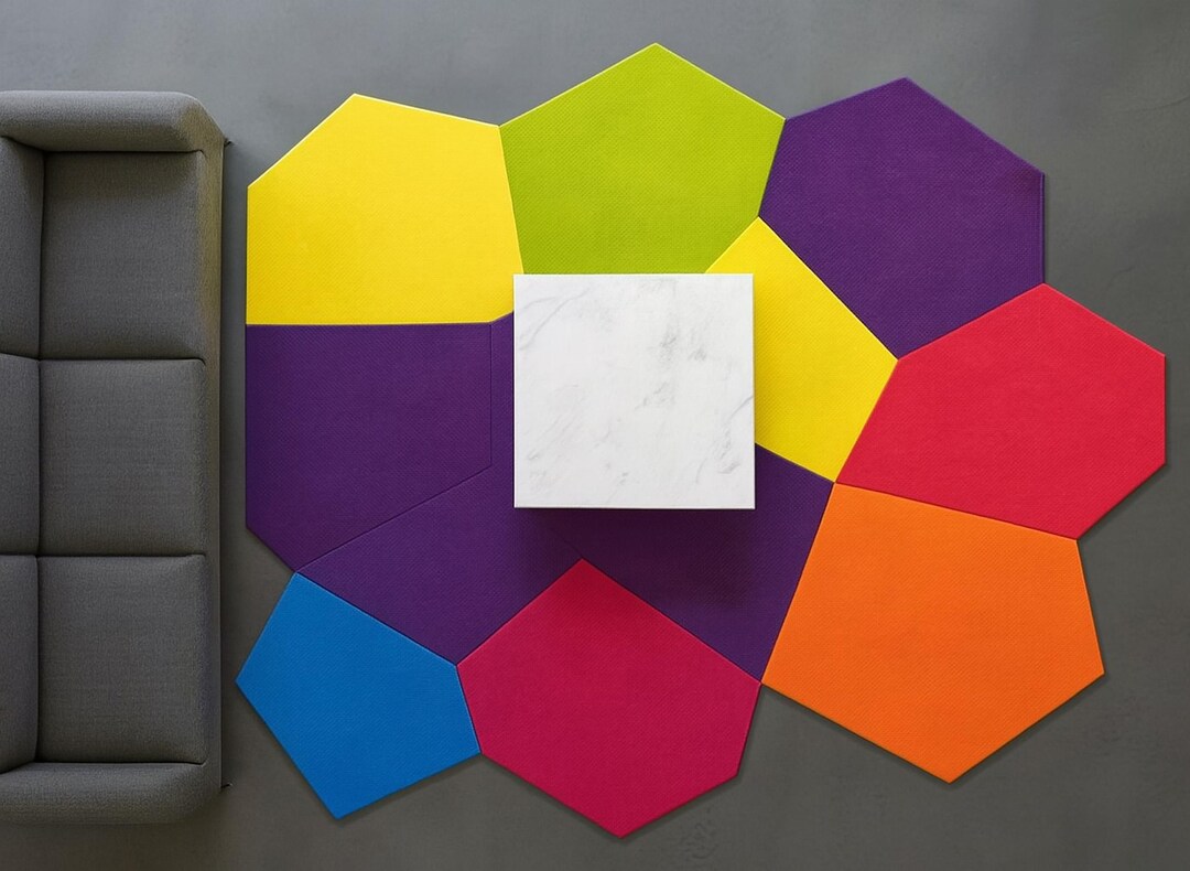 Colorful Geometric Rug – Modern Polygon Floor Mat for Artistic Home ...