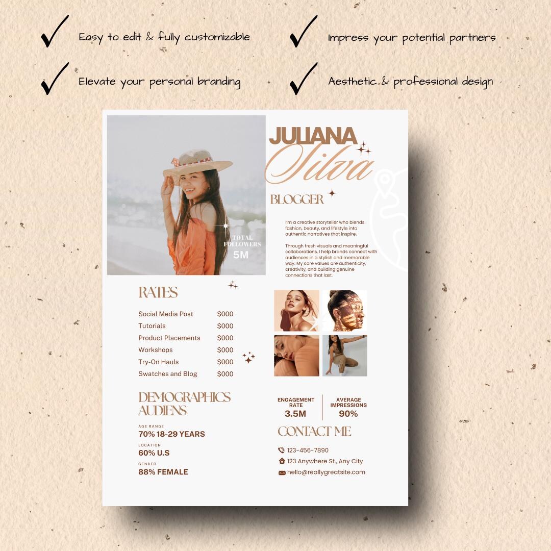 Blogger Media Kit | Price List for Influencer - Etsy