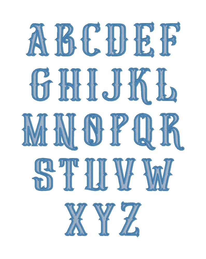 Fishtail 2 Color Alphabet Design Machine Embroidery Font, 6 Sizes ...