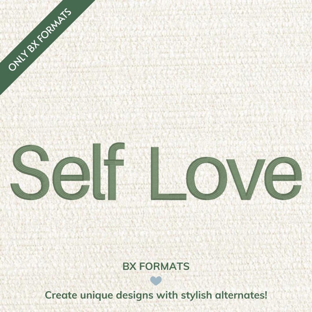 Self Love Cursive Embroidery Font; 5 Sizes, Instant Download, Only BX ...