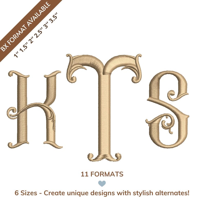 Fishtail Monogram Embroidery Font, Vintage Alphabet for Machine ...