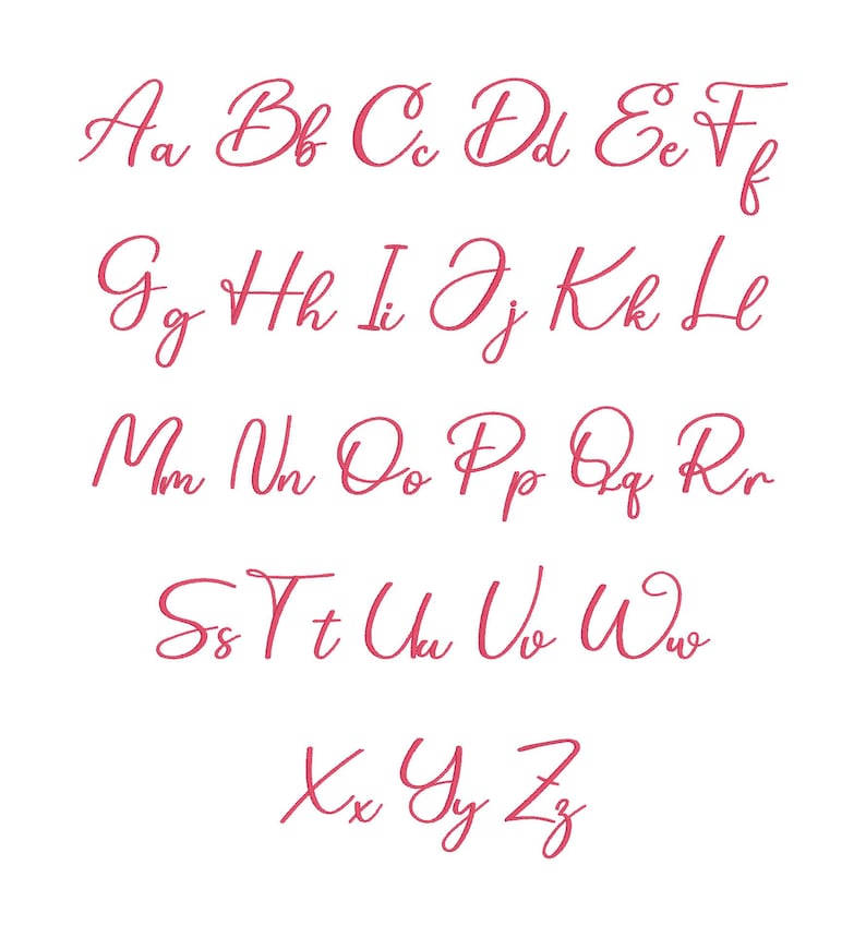 Modern Cursive Machine Embroidery Font, Monogram Script Alphabet, Satin ...