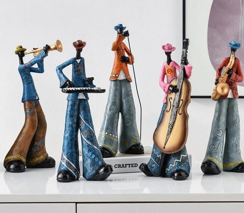 Resin Jazz Band Figurines: Colorful Music Statues for Home Decor - Etsy