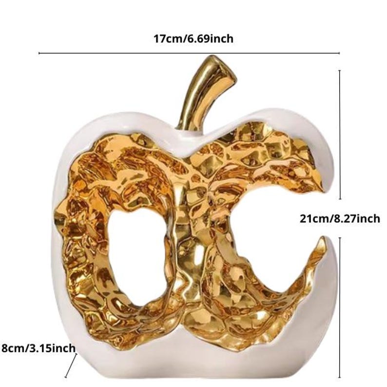Gold Ceramic Apple Sculpture: Modern Home Decor Ornament - Etsy