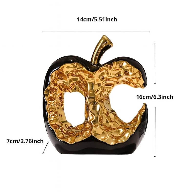 Gold Ceramic Apple Sculpture: Modern Home Decor Ornament - Etsy