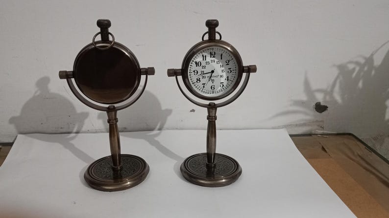 Personalized Vintage Brass Table Clock | Custom Engraved Desk Clock for ...
