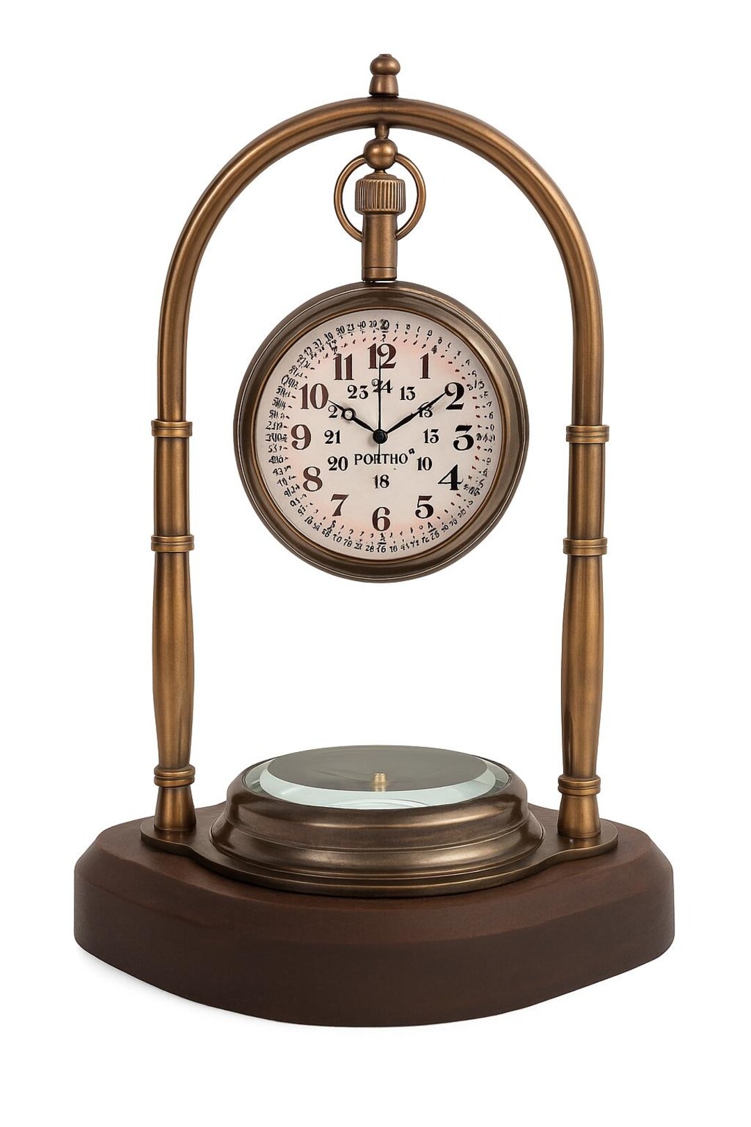 Personalized Victorian Nautical Desk Clock, Engraved Compass, Wooden ...