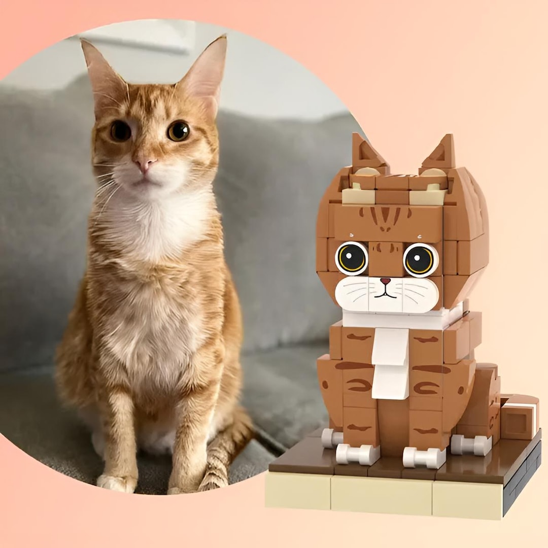 Personalized Brick Cat Figurine – Custom Pet Mini Figure Handmade ...