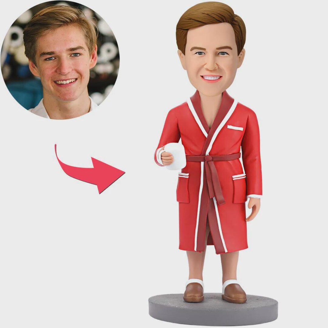 Custom Bobblehead of Modern Man Holding Mug Personalized Figurine Gift ...
