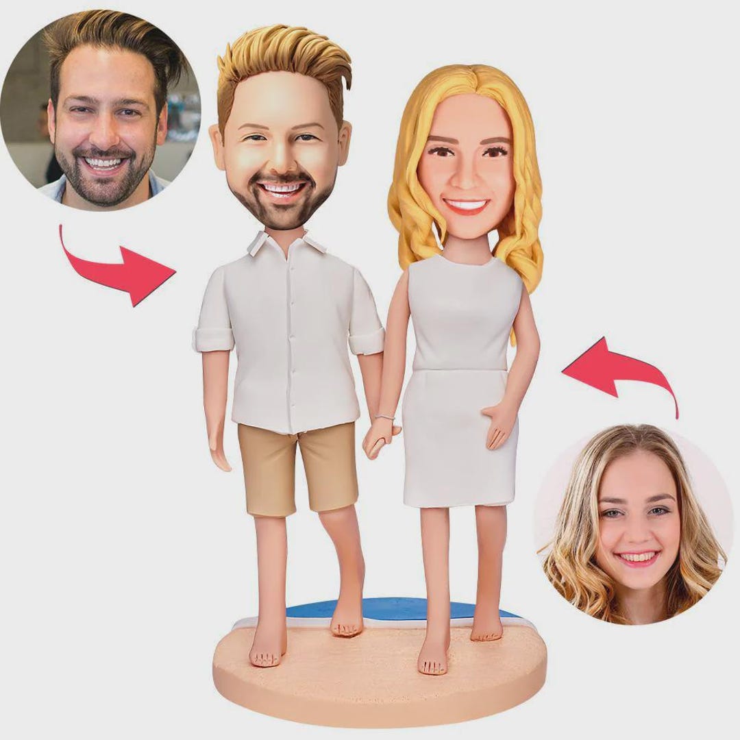 Personalized Beach Walking Bobblehead Custom Figurine Gift for Couples ...