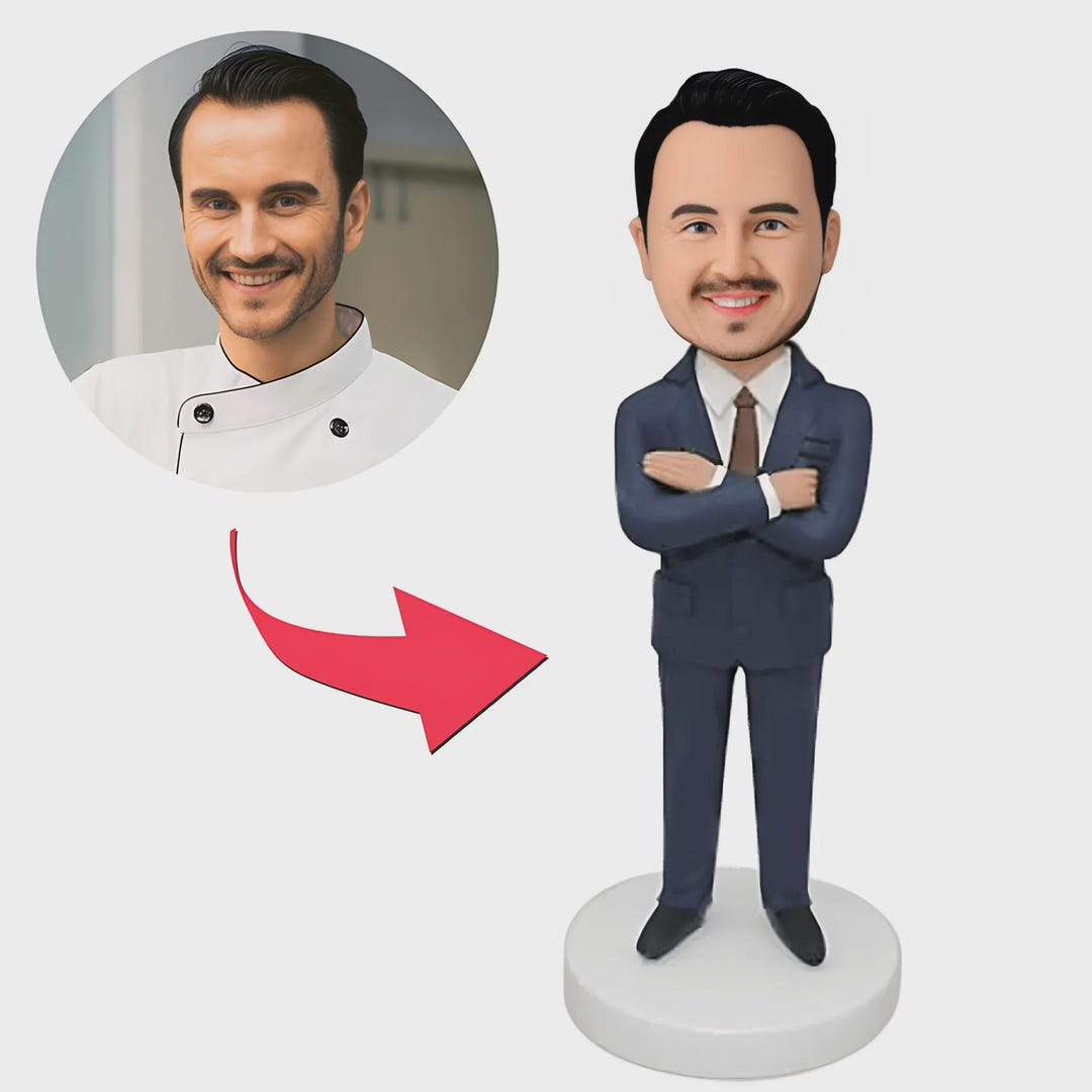 Office Worker Figurine – Personalized Clay Head Sculpture Gift for Men ...