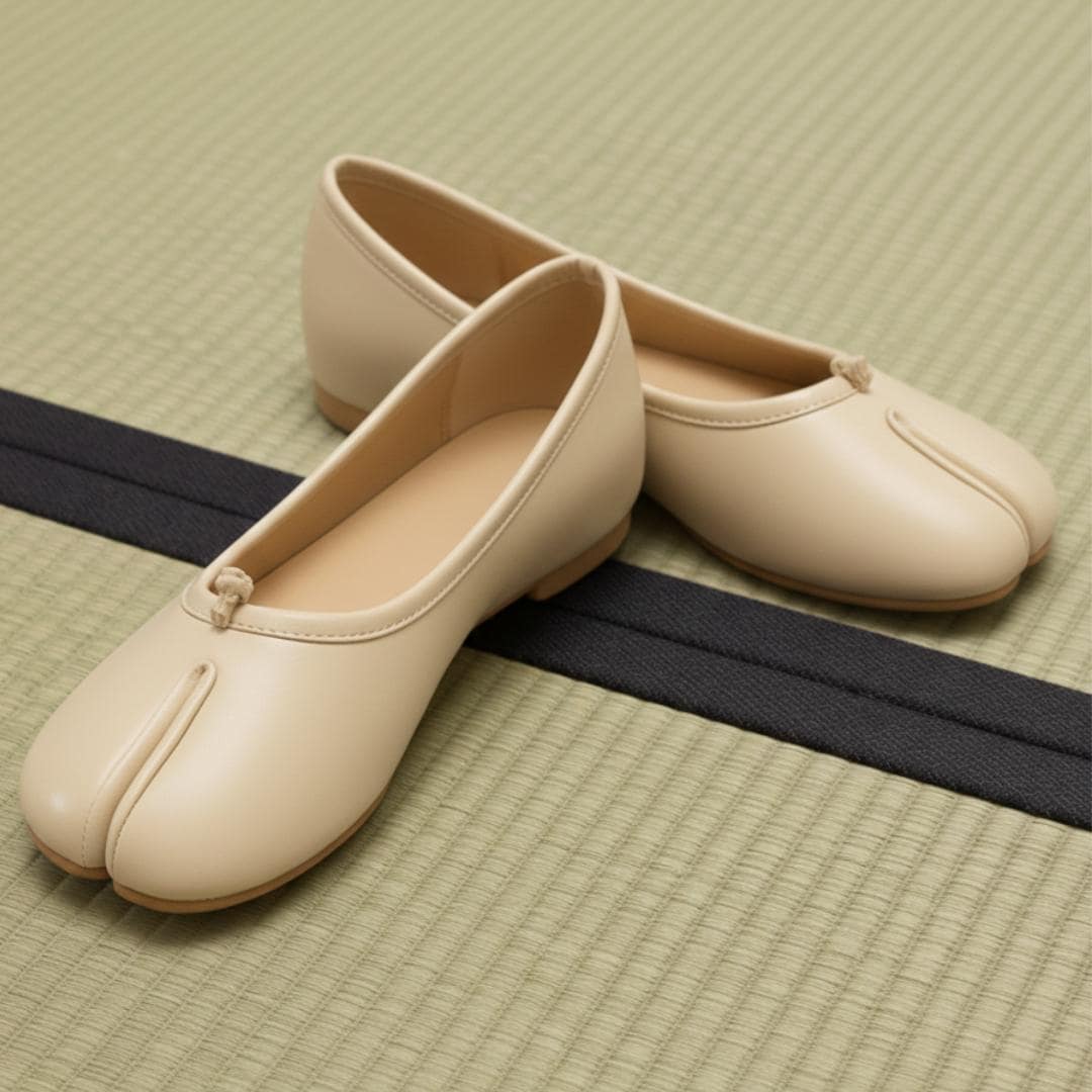 Japanese Tabi Shoes for Women, Soft PU Leather Split-toe Footwear ...