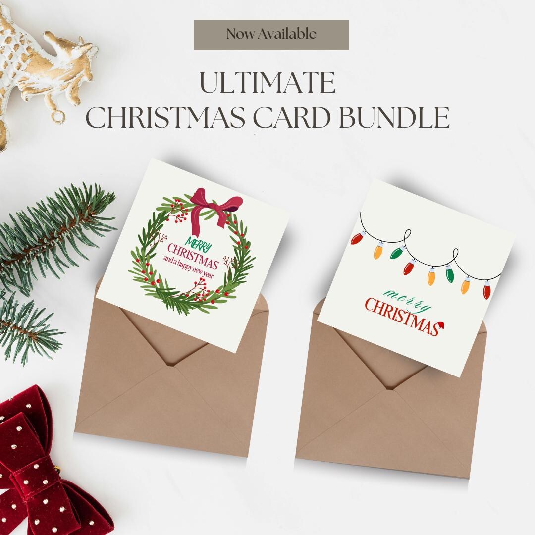 Printable Editable Christmas Cards Bundle: DIY Digital Download - Etsy