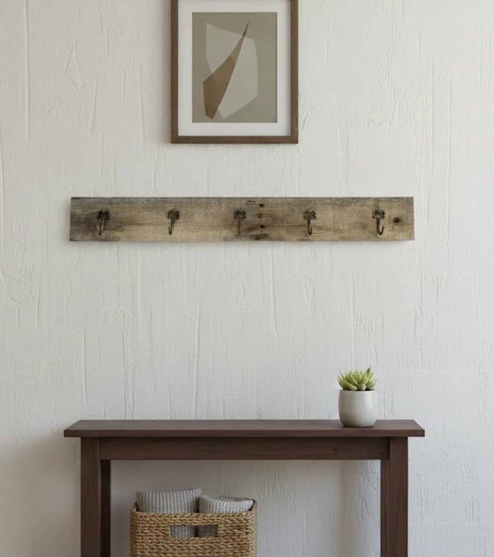 Rustic Wooden Key Holder – Farmhouse Entryway Organizer With Antique ...