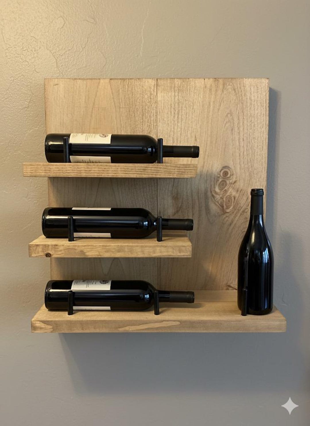 Rustic Tiered Wine Rack -wall Mounted Bottle Display -industrial ...