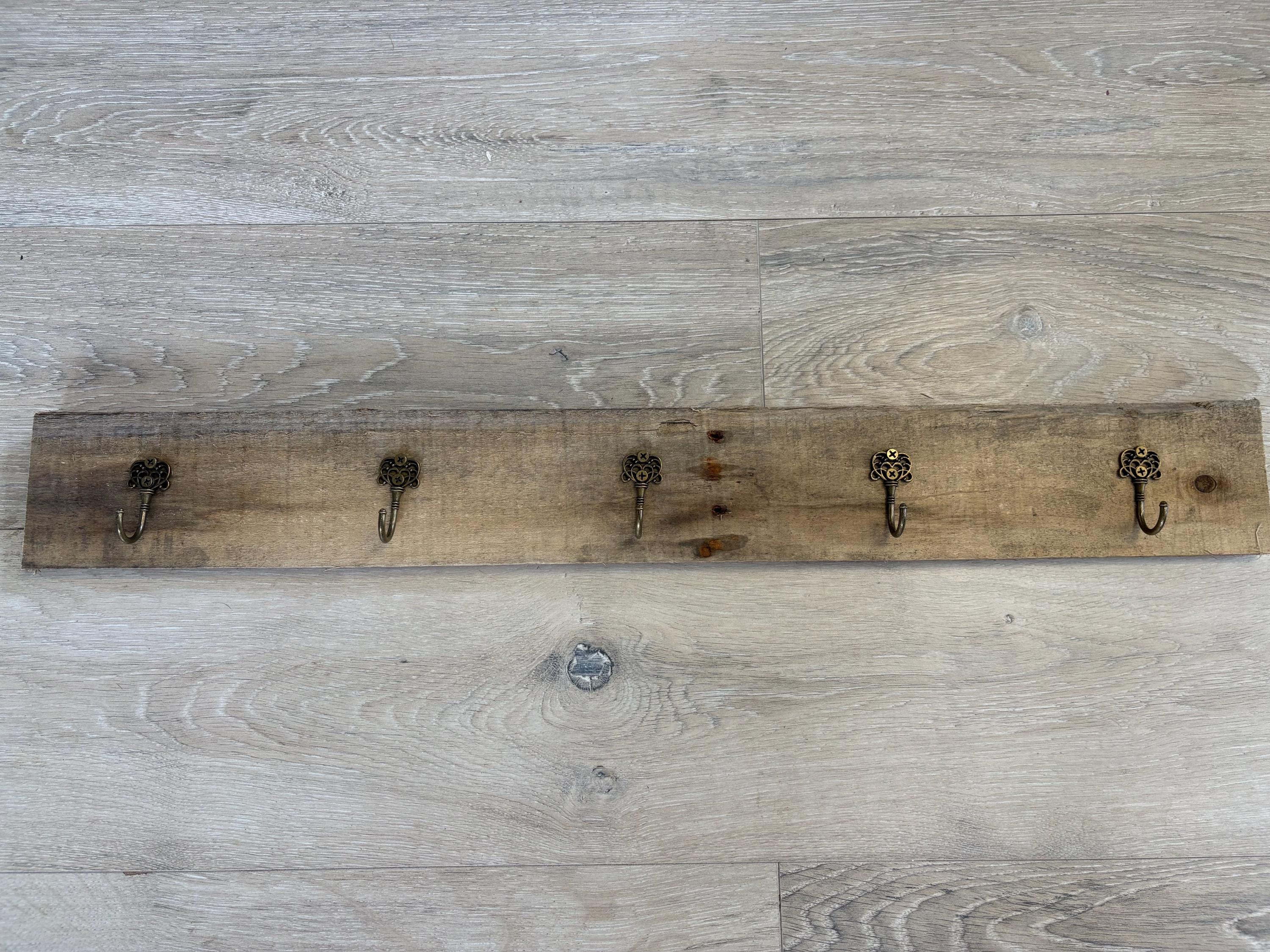 Rustic Wooden Key Holder – Farmhouse Entryway Organizer With Antique ...