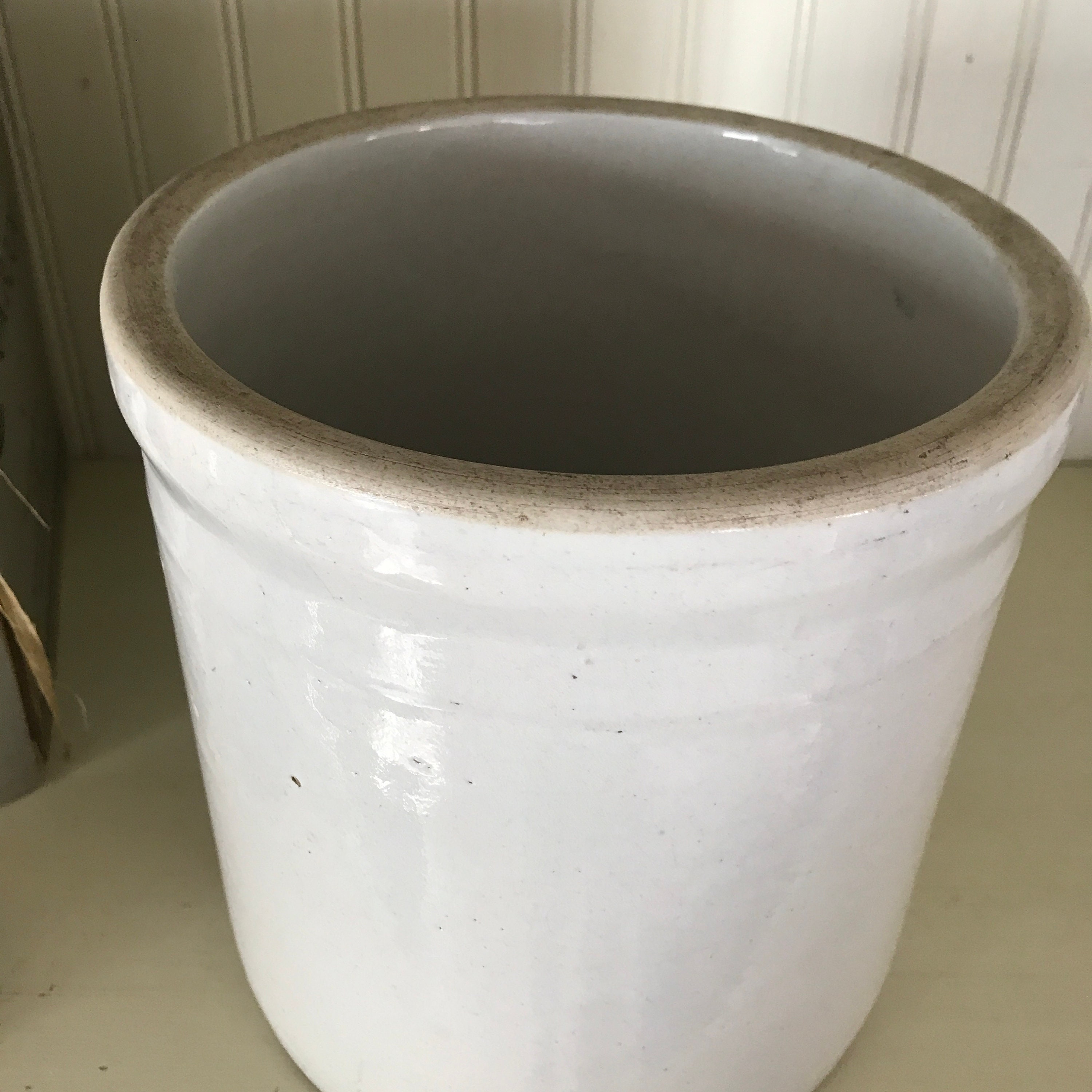 Western Stoneware Crock With Blue Floral Design, 7 1/2 Inches Tall ...
