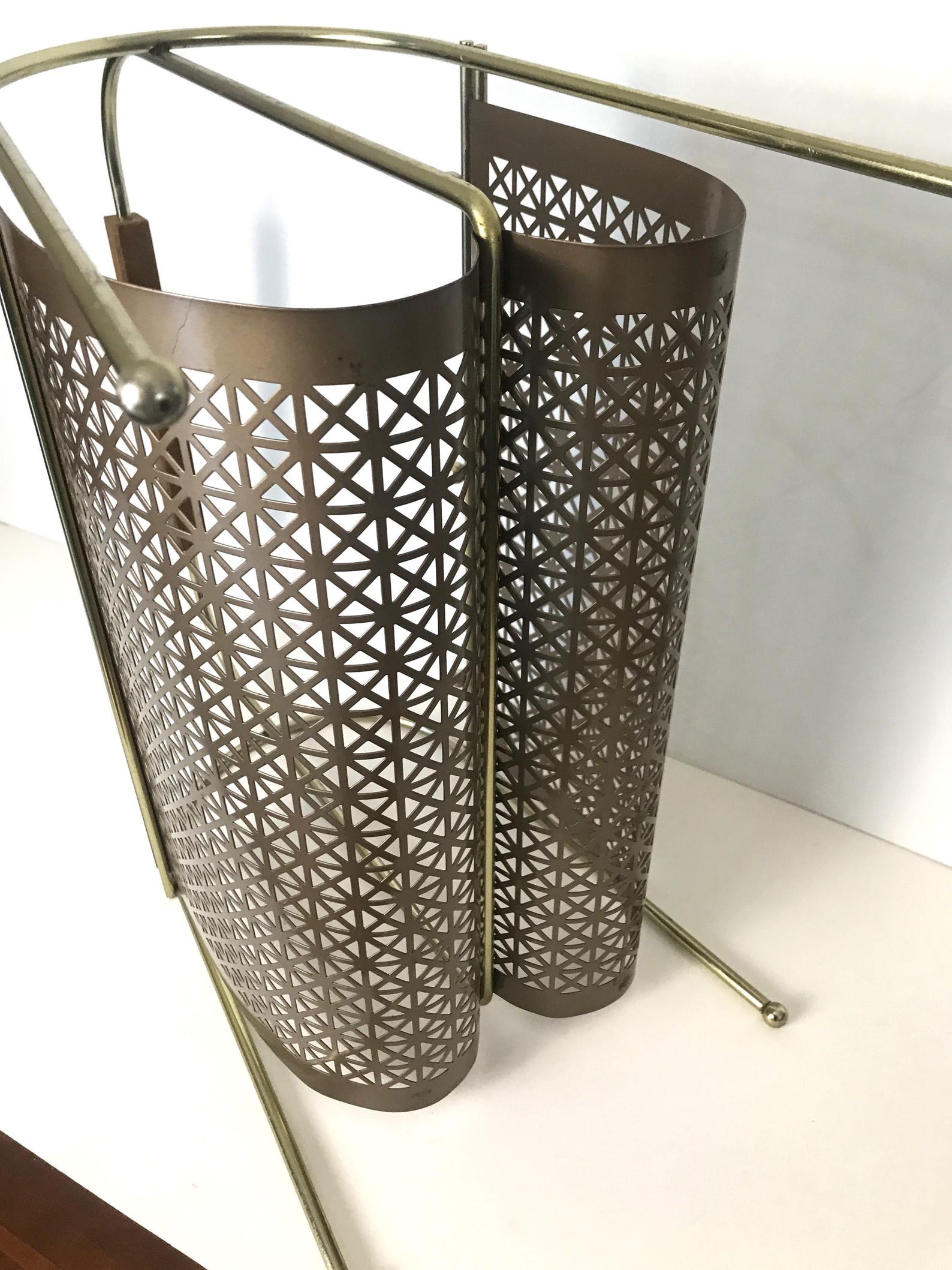 Vintage MCM Magazine Rack Brass Metal With Teak Handle - Etsy