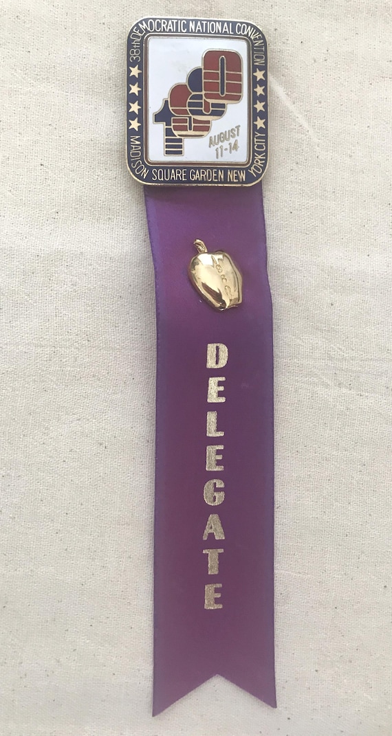 1980 Democratic Convention Delegate Ribbon With Badge - Gem