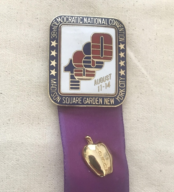 1980 Democratic Convention Delegate Ribbon With Badge - Gem