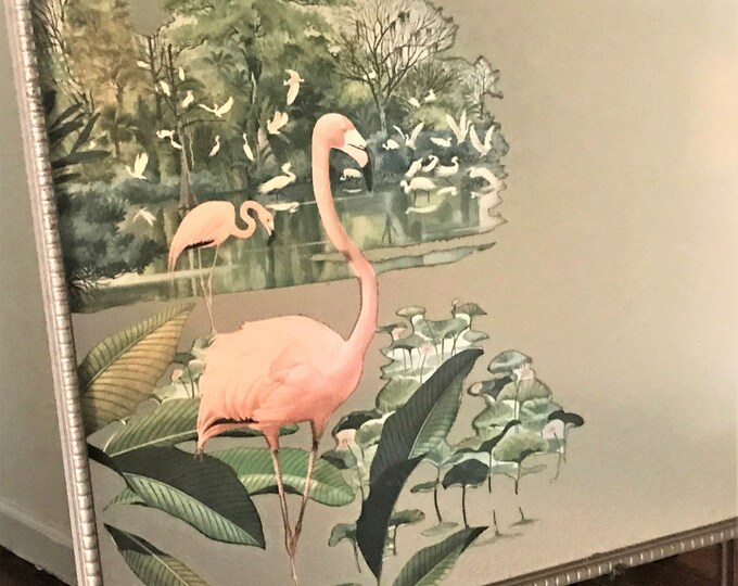 Vintage 1950's Pink Flamingo Wall Mirror by Robert Stern, Original Wood ...