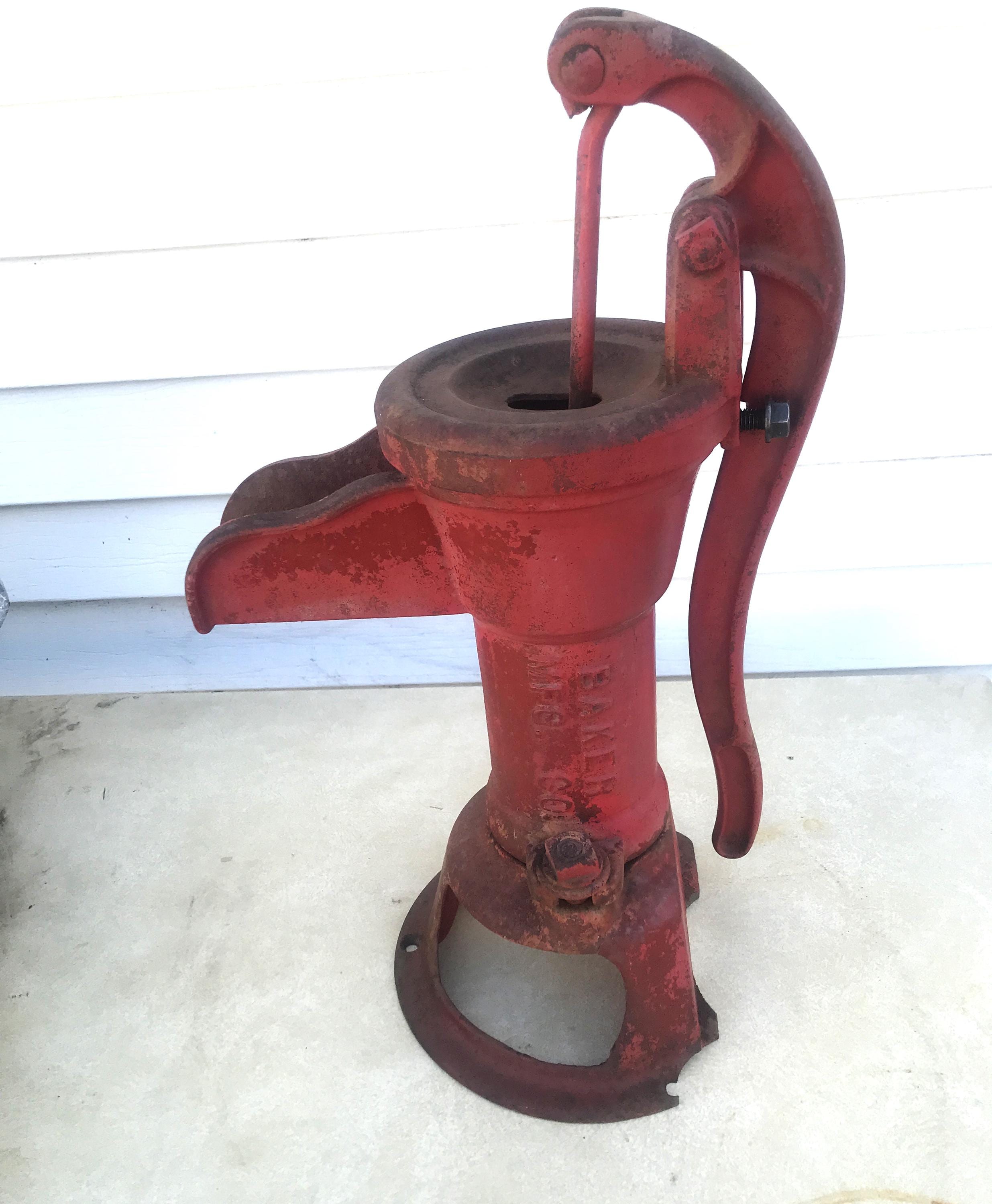 Antique Water Pump, Pitcher Pump, Cast Iron, Red, Baker Mfg. Company - Etsy